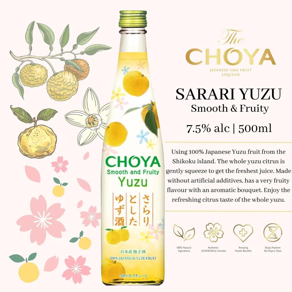 Choya Sarari Yuzu 500ml 7.5% 12pk - Full Case Deal